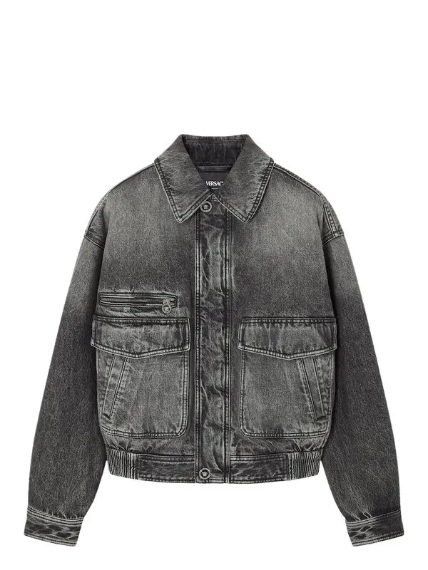 Versace Grey Denim Blouson Jacket - Gray
