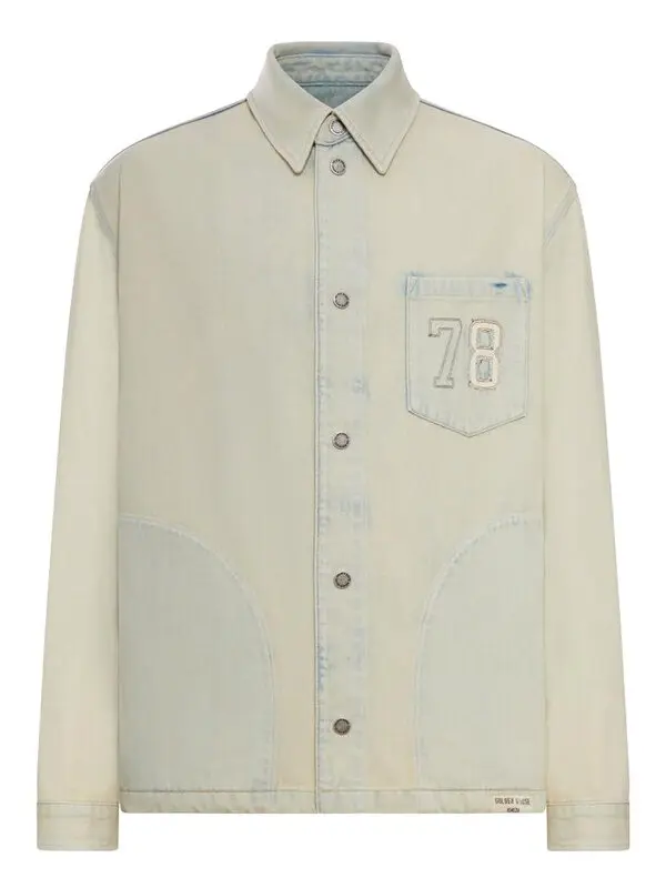 GOLDEN GOOSE Sand Denim Work Jacket With "78" Embroidery - Multicolor