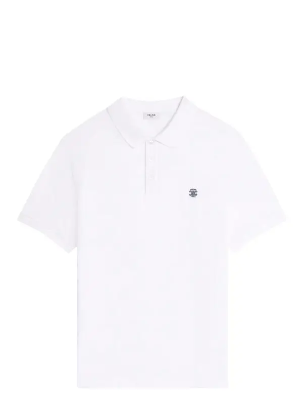 Celine Cotton Piqué Jersey Polo - White