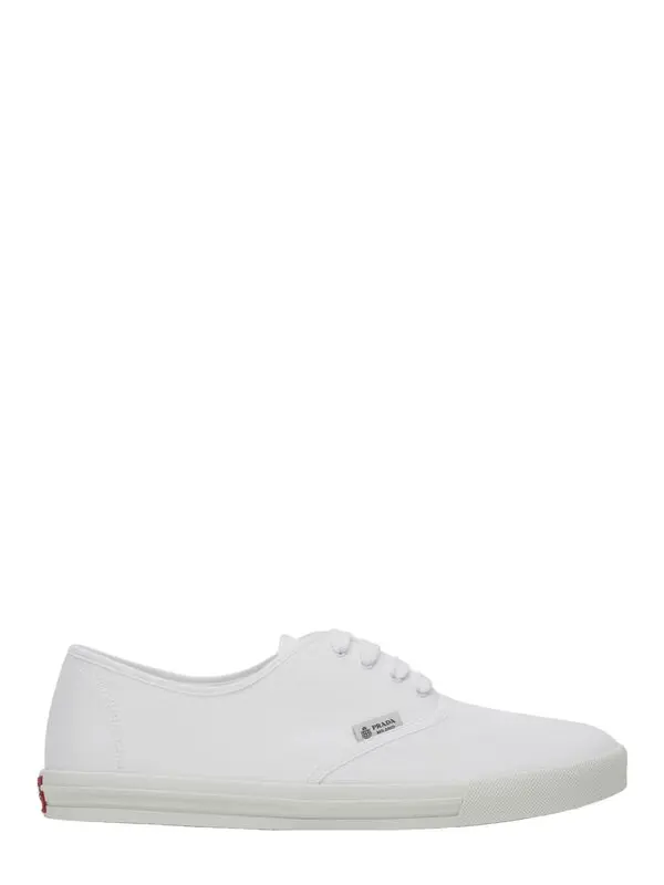 Prada Lace-up Canvas Sneakers - White
