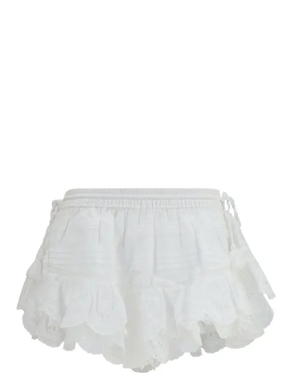 Isabel Marant Étoile Ruffled Cotton Shorts With Eyelet Embroidery - White