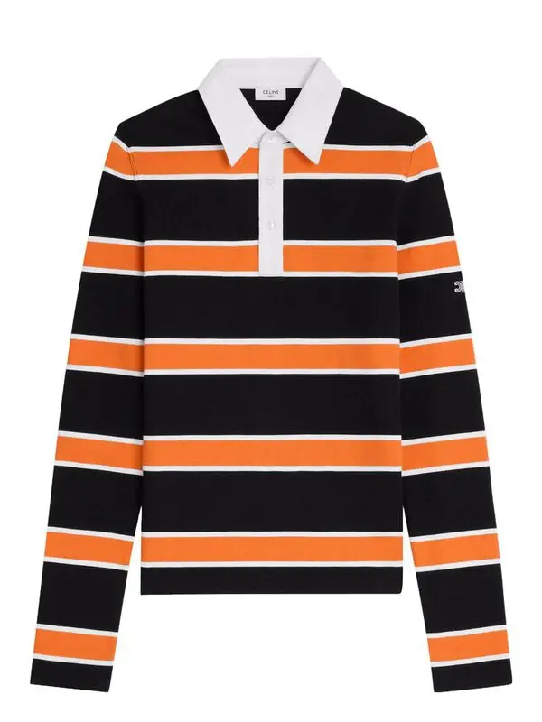 Celine Striped Cotton Jersey Polo - Multicolor