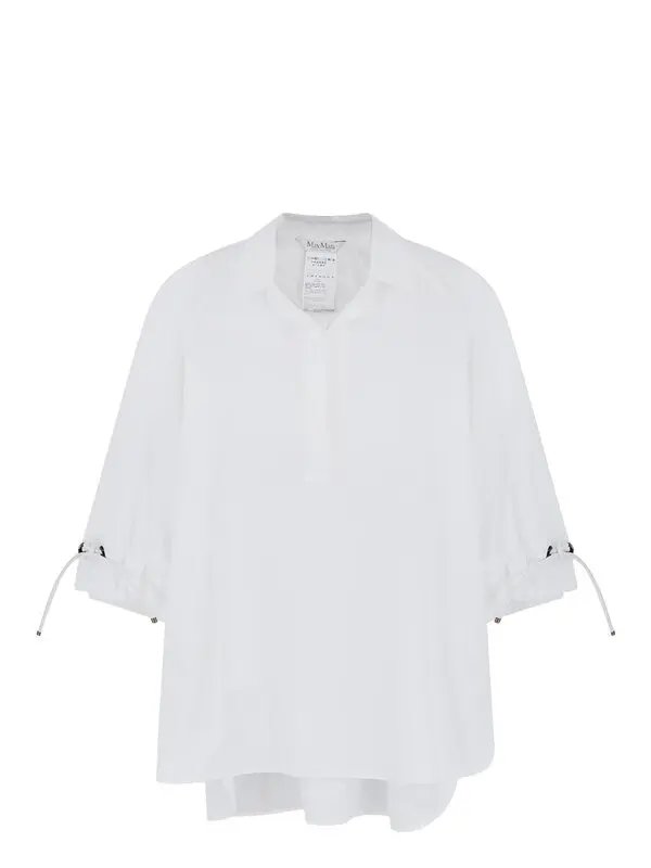 Max Mara Cotton Shirt With Leather Drawstring Sleeves - Multicolor