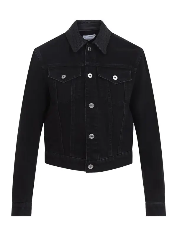 Bottega Veneta Intrecciato Collar Denim Jacket - Black
