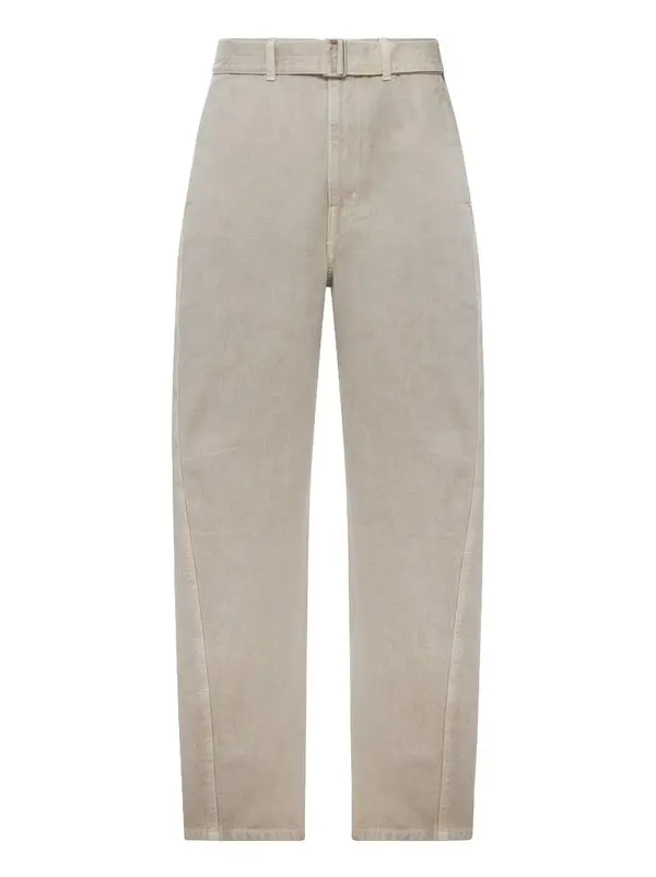 LEMAIRE Twisted Cotton Twill Trousers With Belt - Multicolor