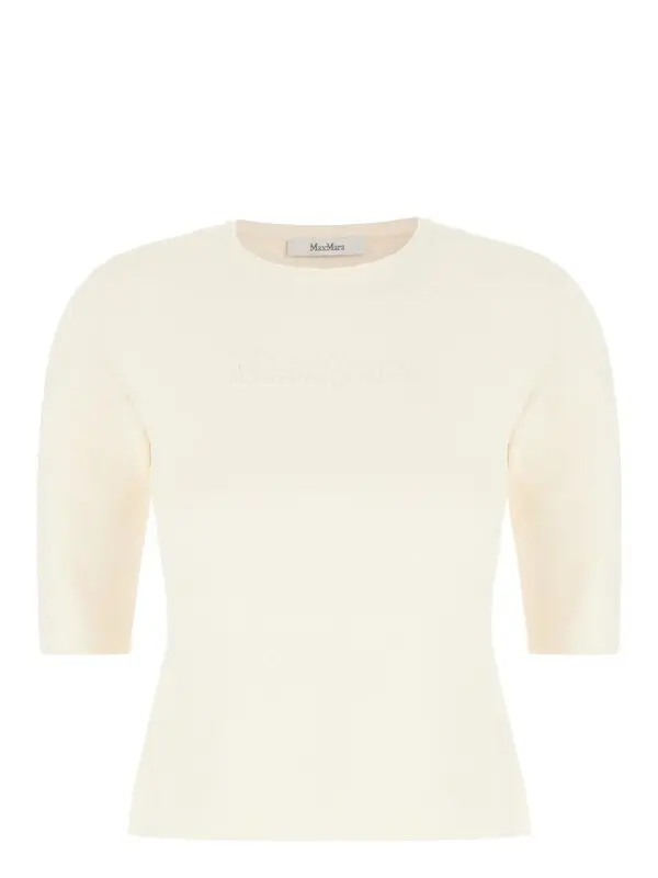Max Mara Ribbed T-shirt With Logo Detail - Multicolor