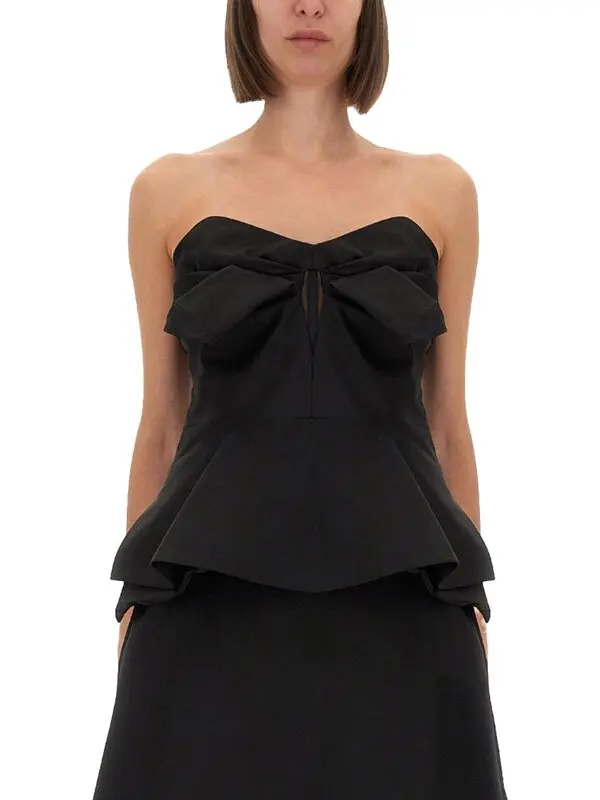 Alexander McQueen Strapless Corset Top With Bow Detail - Black
