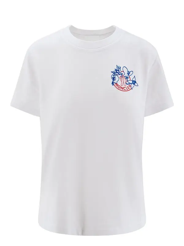 Moncler Organic Cotton Crewneck T-shirt With Logo Detail - Multicolor