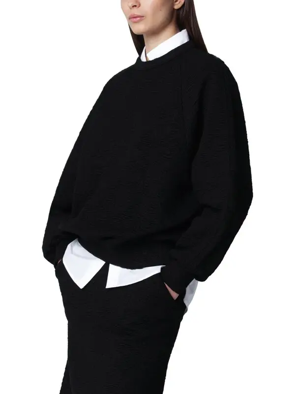 Dries Van Noten Viscose-blend Sweatshirt With All-over Floral Motif - Black