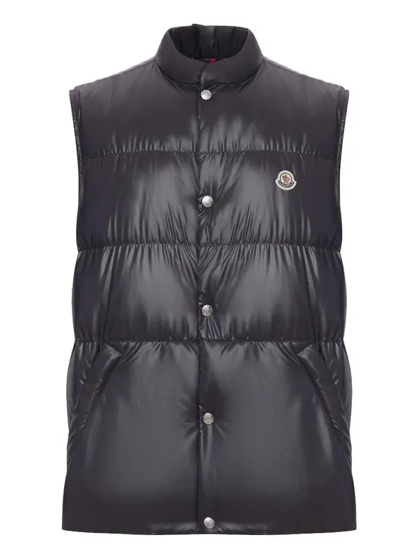 Moncler Restigo Quilted Vest With Logo Patch - Black