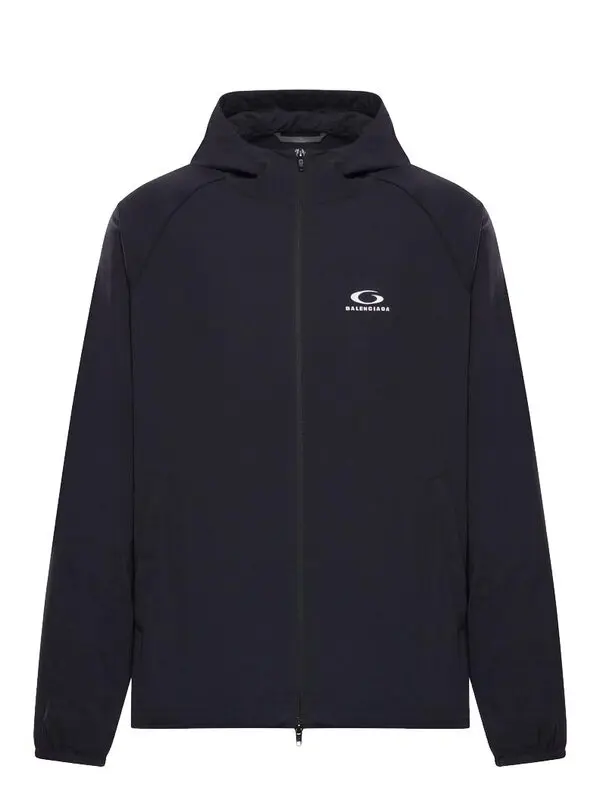 Balenciaga Technical Fabric Zip-up Hooded Jacket - Black