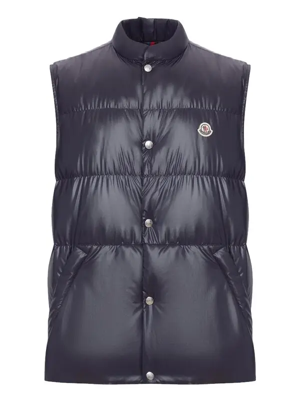 Moncler Restigo Quilted Vest With Logo Patch - Blue