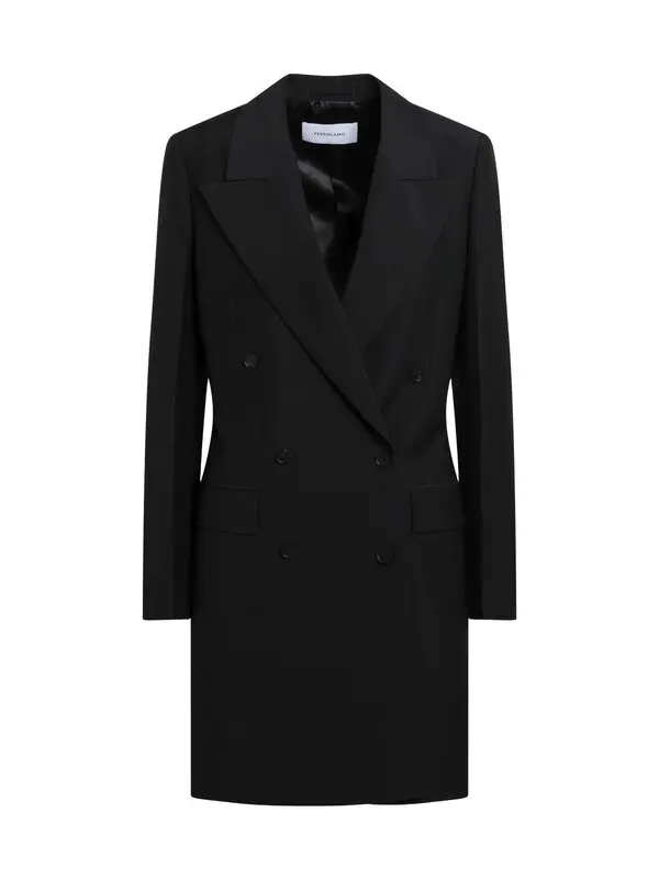 FERRAGAMO Double-breasted Wool-blend Suit Dress - Black