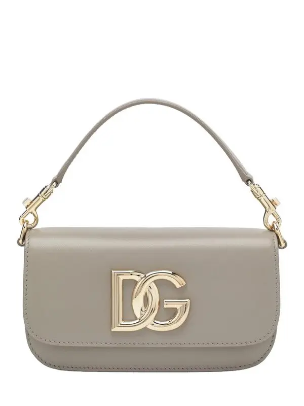 Dolce & Gabbana Leather Shoulder Bag With Dg Logo - Brown