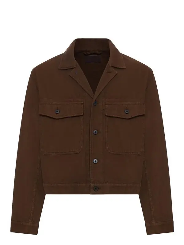 LEMAIRE Trucker Jacket In Dyed Broken Twill - Brown