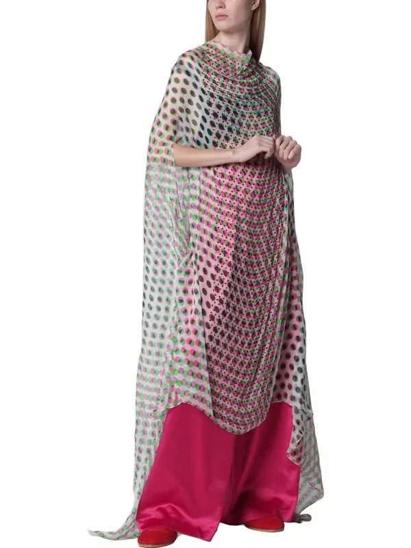 Dries Van Noten Polka-dot Sheer Silk Cape - White