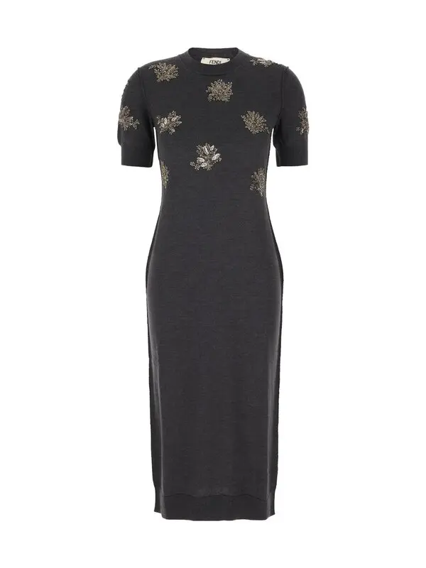 Fendi Embellished Knit Dress - Multicolor