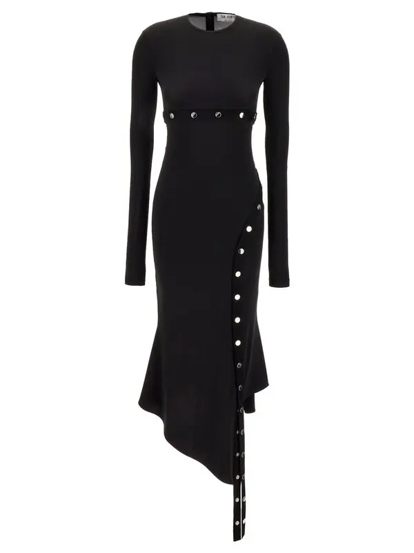 Attico Asymmetrical Button Embellished Dress - Multicolor
