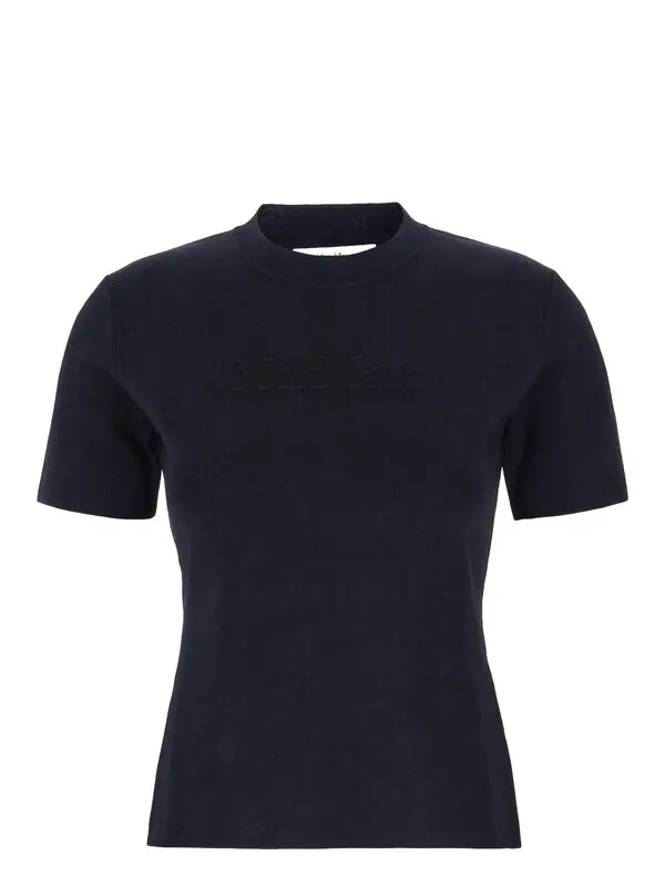 Max Mara Ribbed T-shirt With Embossed Logo - Multicolor