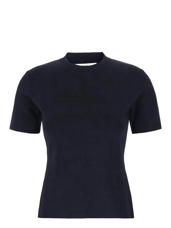Max Mara Ribbed T-shirt With Embossed Logo - Multicolor