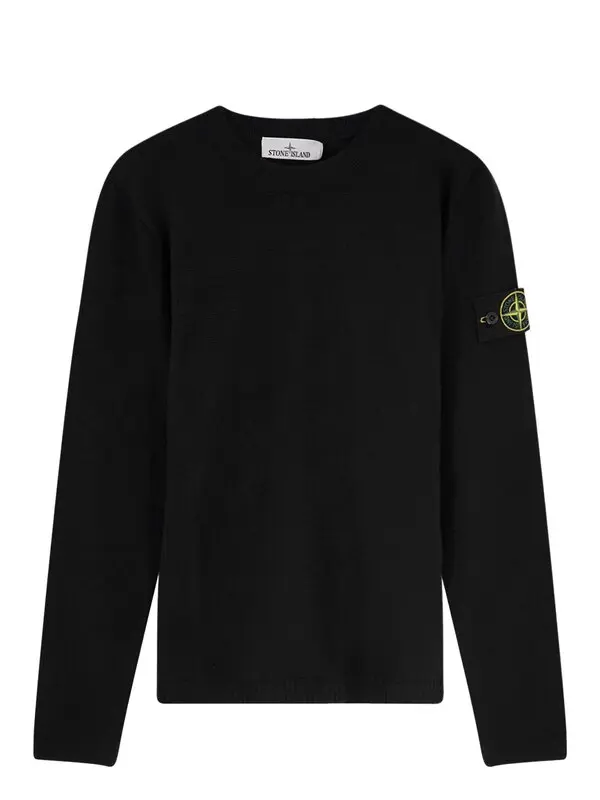 Stone Island Organic Cotton Sweater With Removable Logo Patch - Black