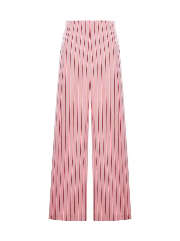 Dries Van Noten Striped Cotton Palazzo Trousers - Pink