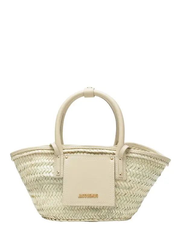 Jacquemus Mini Soli Basket Bag In Raffia - White