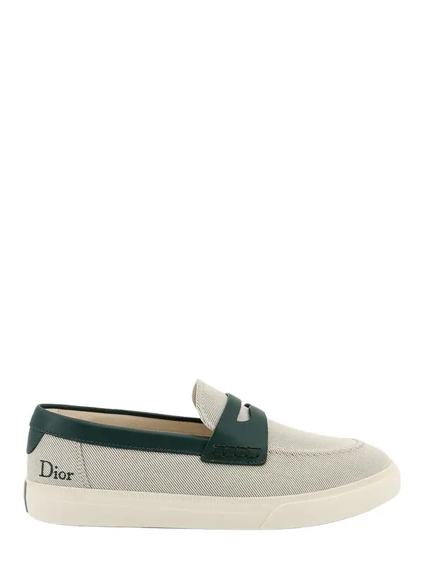 Dior Dioriviera Canvas And Leather Loafers - Green