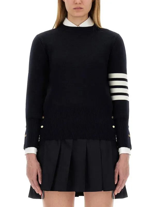 Thom Browne Milano Stitch Jersey With 4 Bars - Blue