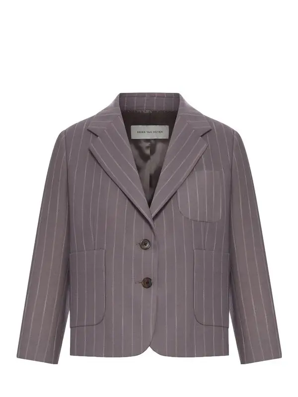 Dries Van Noten Single-breasted Pinstripe Cropped Jacket - Purple