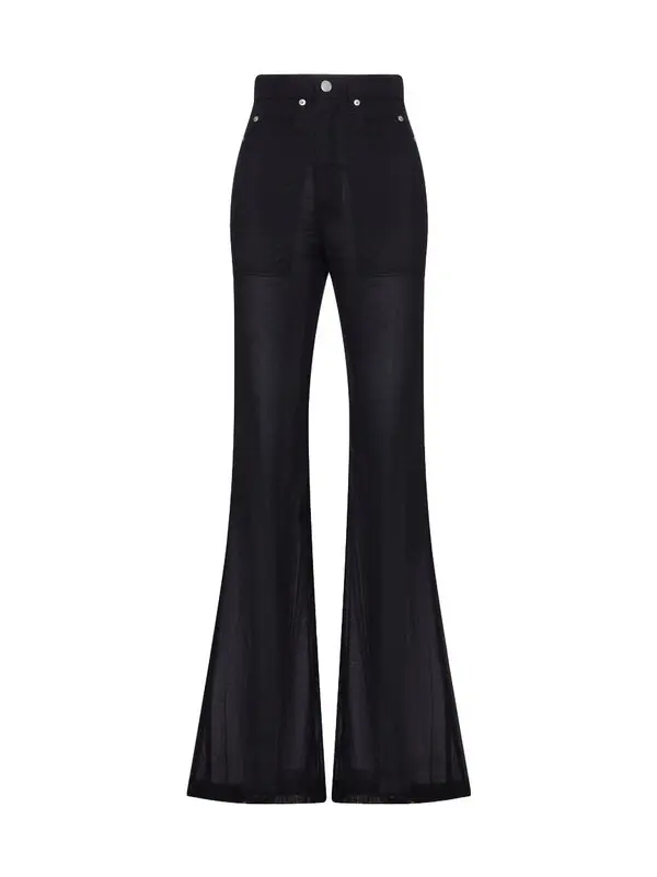 Rick Owens Bolan Bootcut Semi-transparent Pants - Black