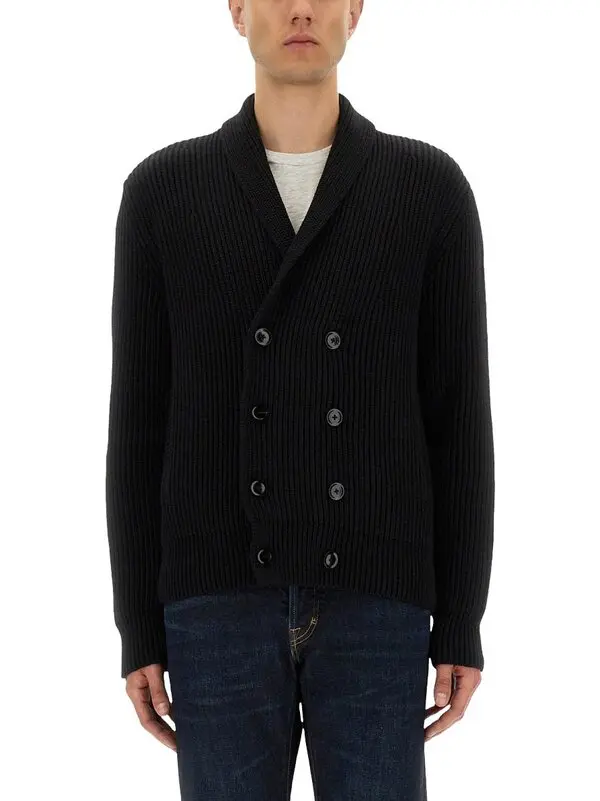 TOM FORD Double-breasted Shawl Collar Cardigan - Black