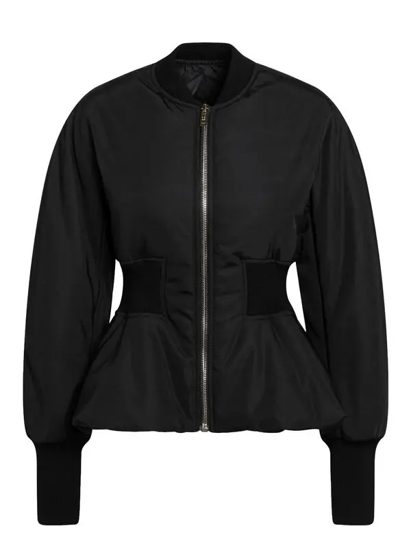 Alaïa Peplum Bomber Jacket In Wool Blend - Black