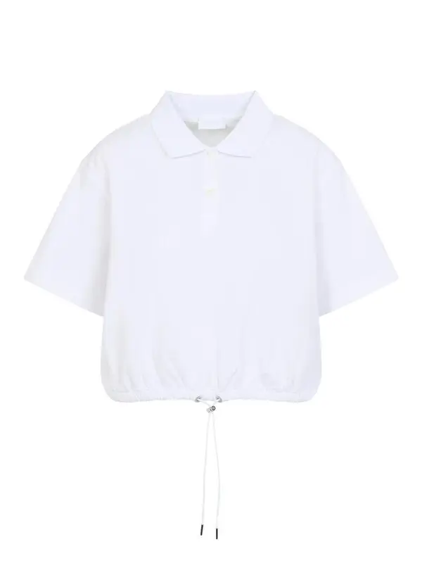 Moncler Short Sleeve Cropped Polo Shirt - White