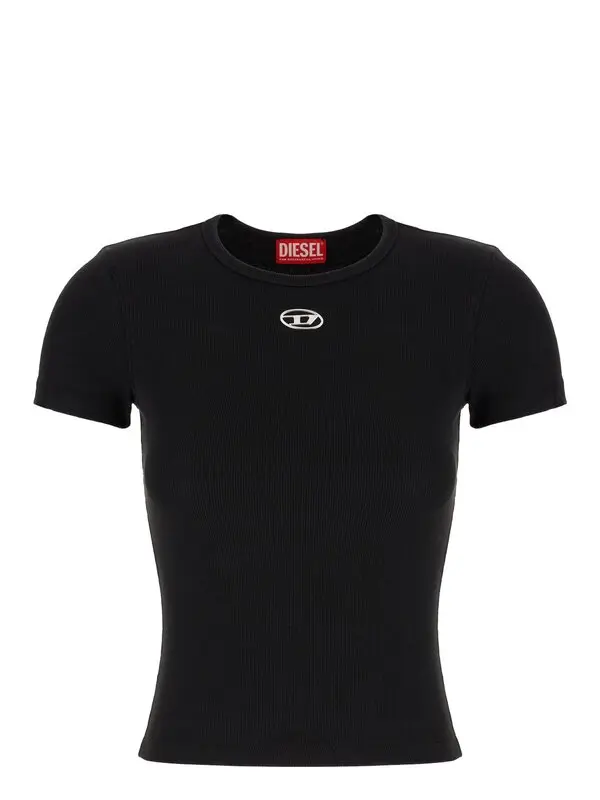 DIESEL® Ribbed T-shirt With Logo Detail - Multicolor