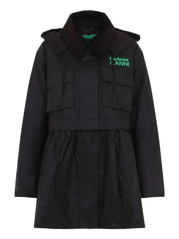 BARBOUR X GANNI Peplum Wax Jacket - Brown