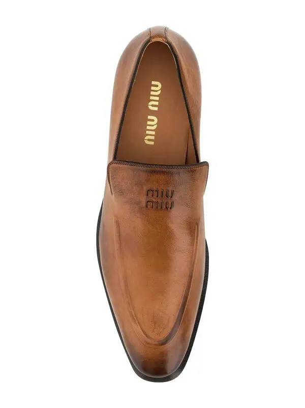 Miu Miu Calf Leather Loafer - Brown