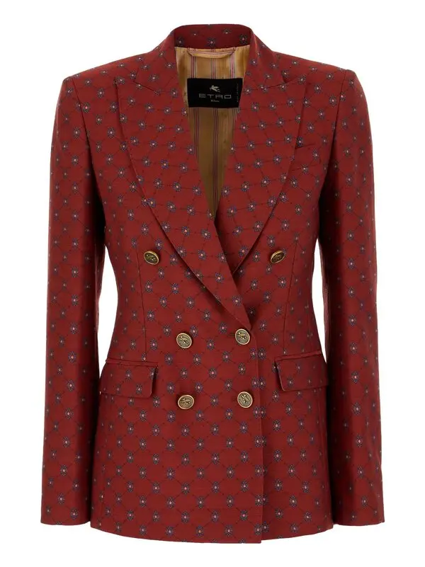 Etro Double-breasted Printed Blazer - Multicolor