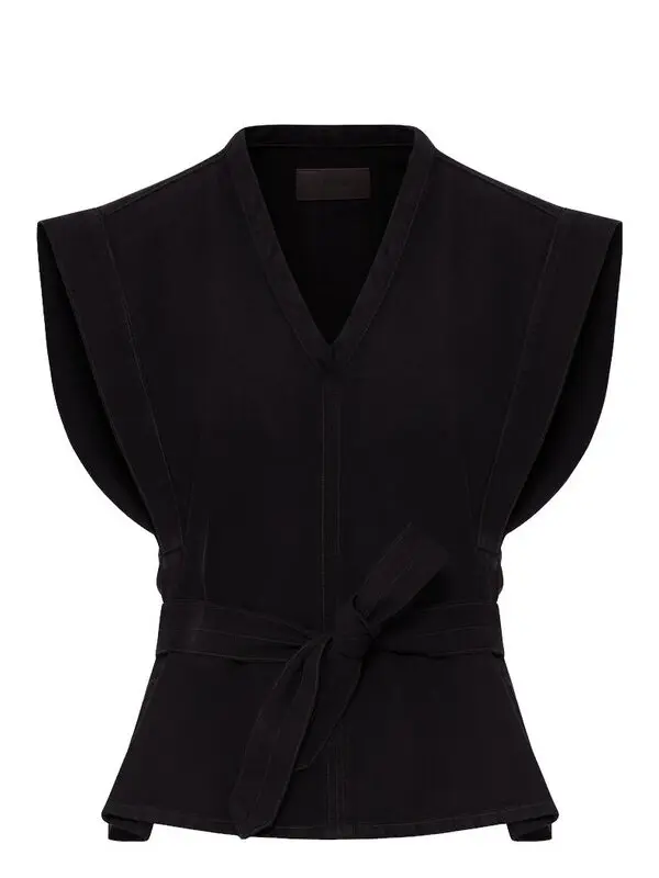 LEMAIRE Belted Cropped Denim Top - Black