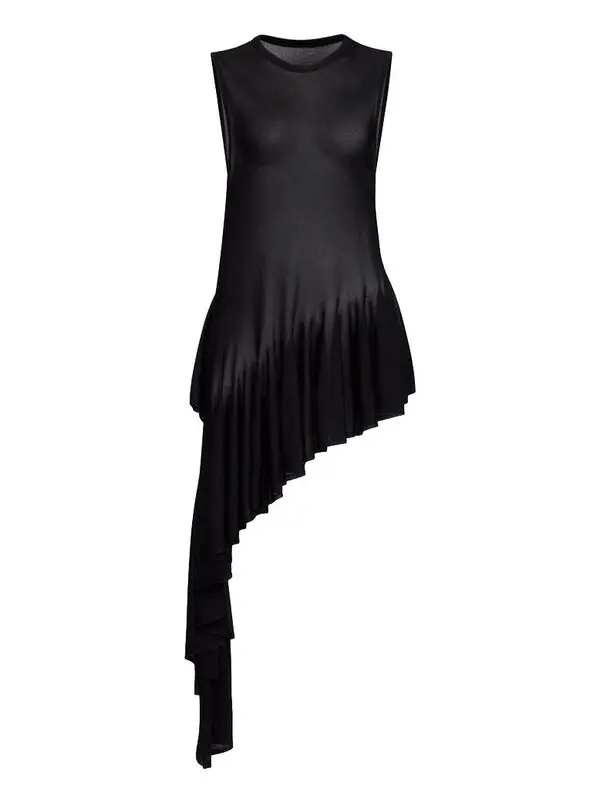 Alaïa Asymmetrical Top With Godet And Ruffle Detail - Black
