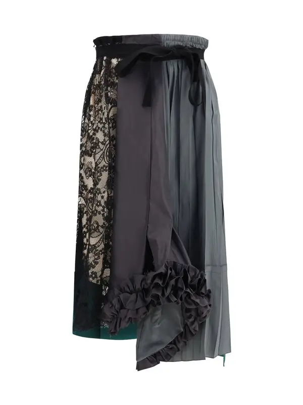 Prada Patchwork Midi Skirt With Panel Construction - Multicolor