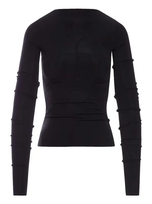 Rick Owens Fitted Temple Top With V-neck Back - Black