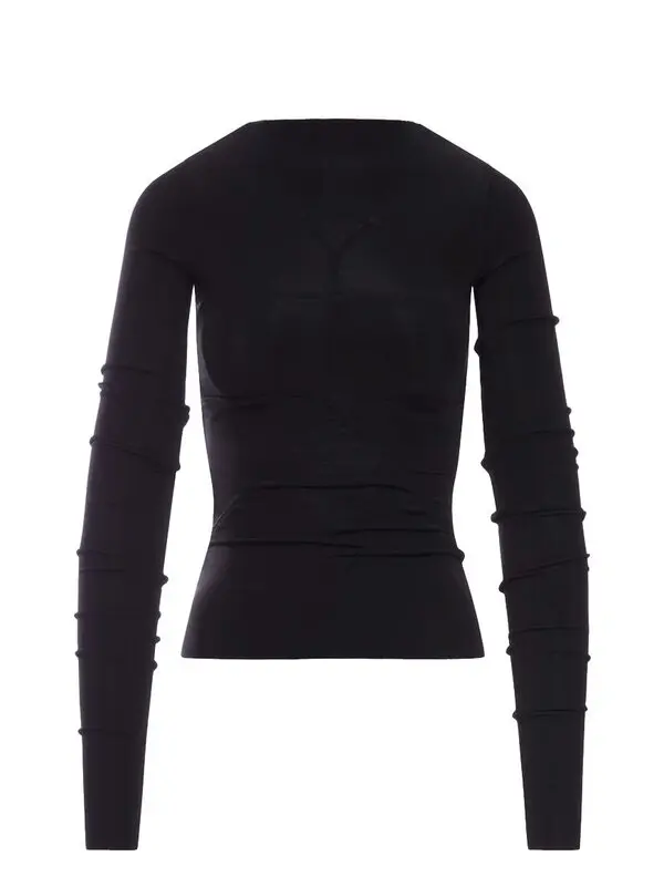 Rick Owens Fitted Temple Top With V-neck Back - Black