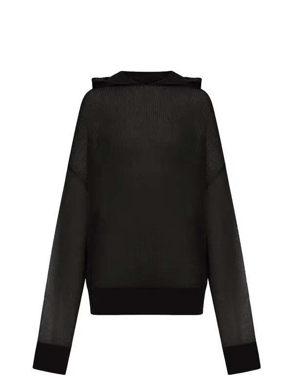 Rick Owens Semi-sheer Hooded Cashmere Knit - Black