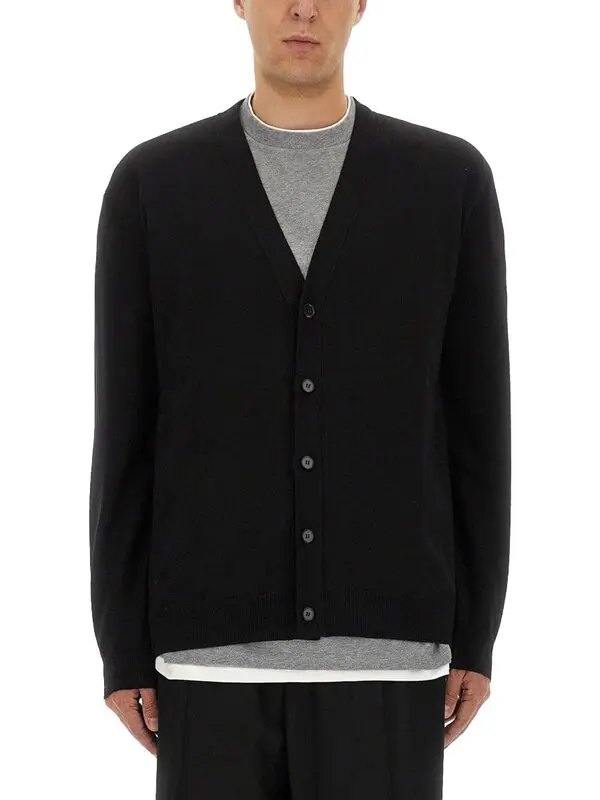 JIL SANDER 100% Merino Wool Cardigan - Black