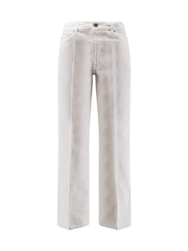 TOTEME White Denim Flared Trousers - Multicolor