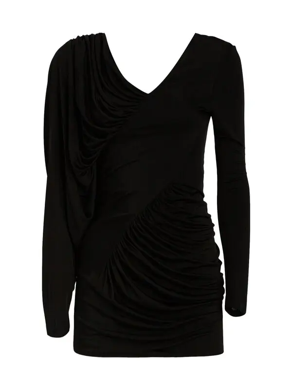 Saint Laurent Asymmetrical Ruched Dress - Multicolor