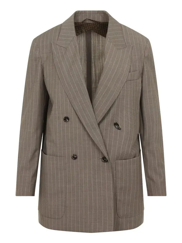 Max Mara Acciaio Pinstripe Virgin Wool Blazer - Multicolor