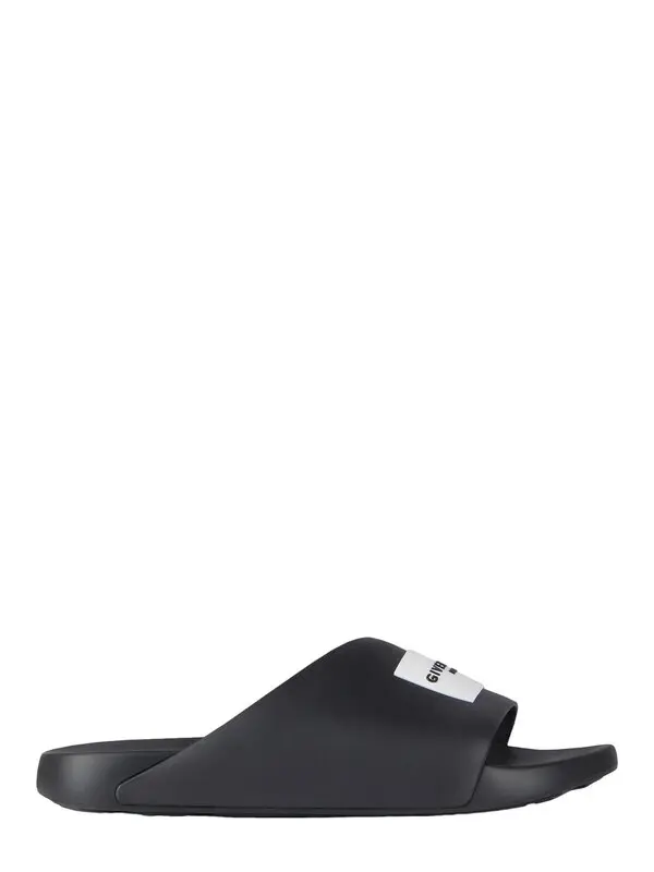 Givenchy Rubber Label Slide Flat Mules - Black