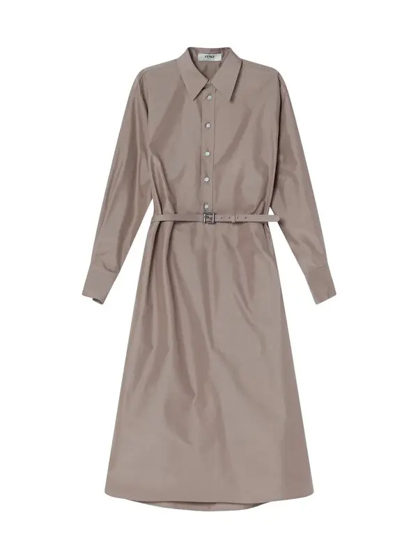 Fendi Cotton And Silk Chemisier Dress - Brown